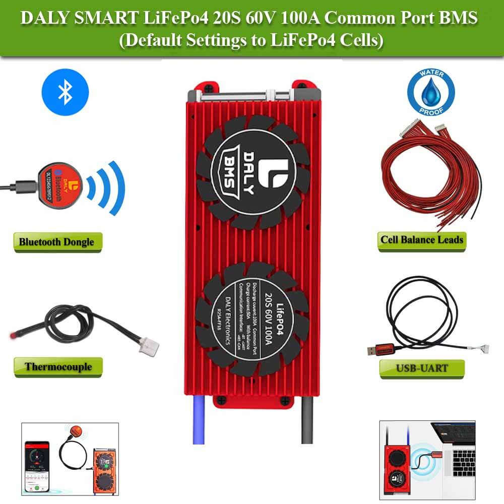 DALY Smart BMS 20S 60V 100A LiFePo4 Battery Protection Module - BMS Batteries