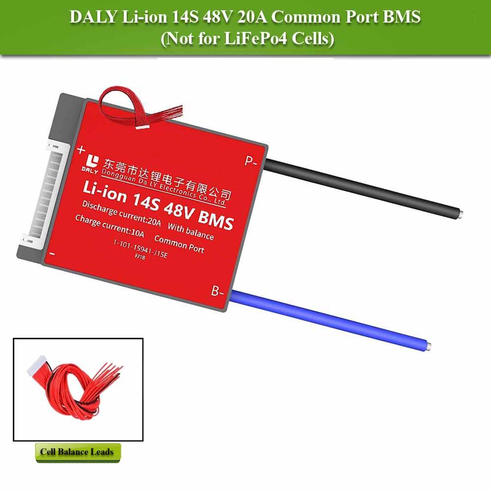 Daly BMS 14S 48V Lithium ion 20A Common Port Battery protection module ...