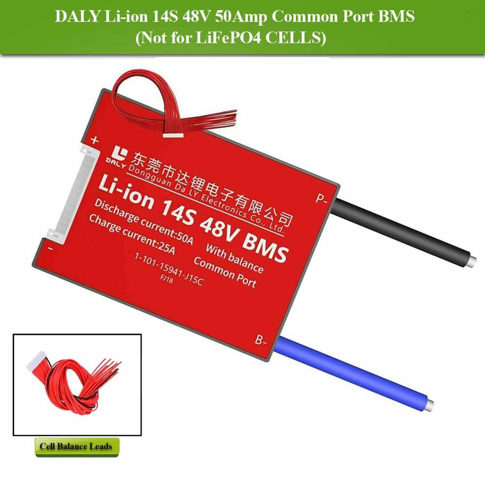 Daly BMS 14S 48V Lithium ion 50A Common Port Battery protection module. - BMS Batteries