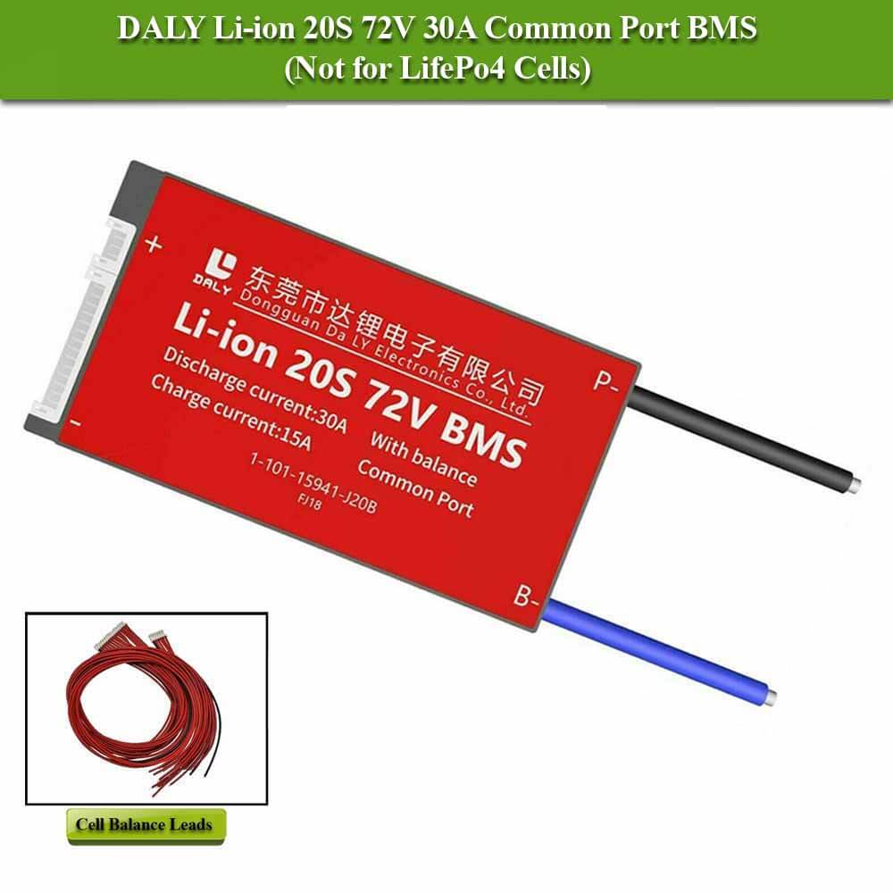 Daly BMS 20S 72V Lithium ion 30A Common Port Battery protection module. - BMS Batteries