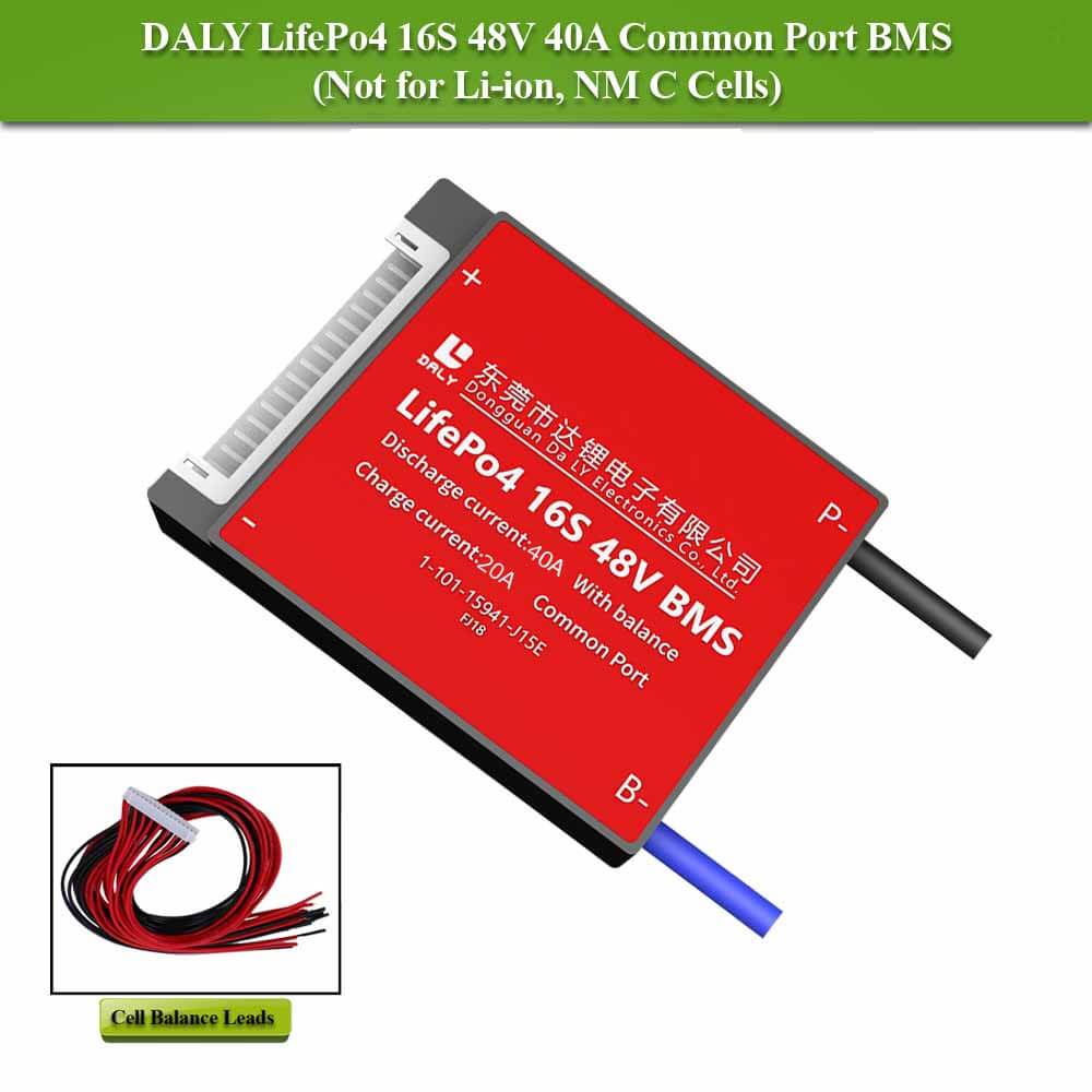 Daly BMS 16S 48V LiFePo4 40A Common Port Battery protection module ...