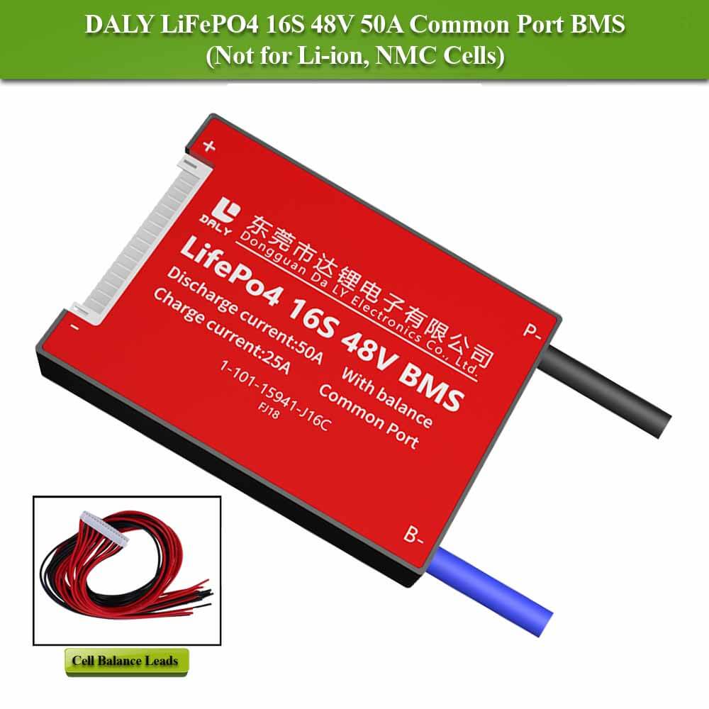 Daly BMS 16S 48V LiFePo4 50A Common Port Battery protection module - BMS Batteries