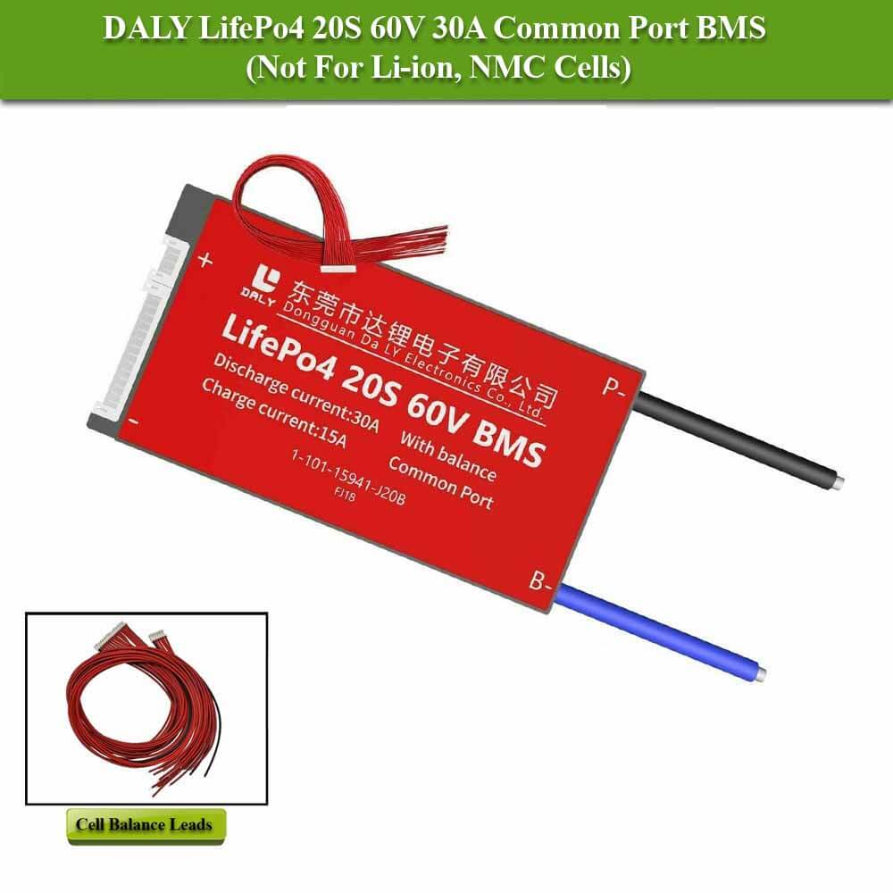 Daly BMS 20S 60V LiFePo4 30A Common Port Battery protection module. - BMS Batteries